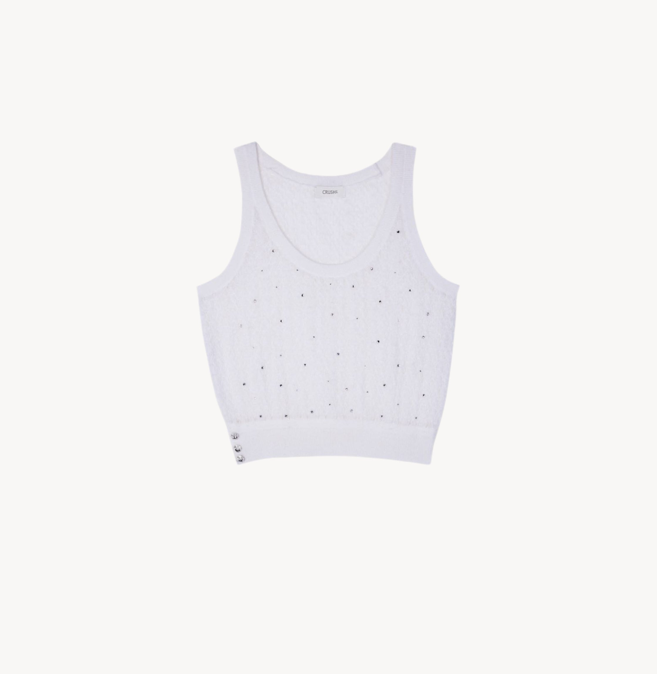 LACE CRYSTAL EMBELLISHED POINTELLE TANK TOP – CRUSH Collection