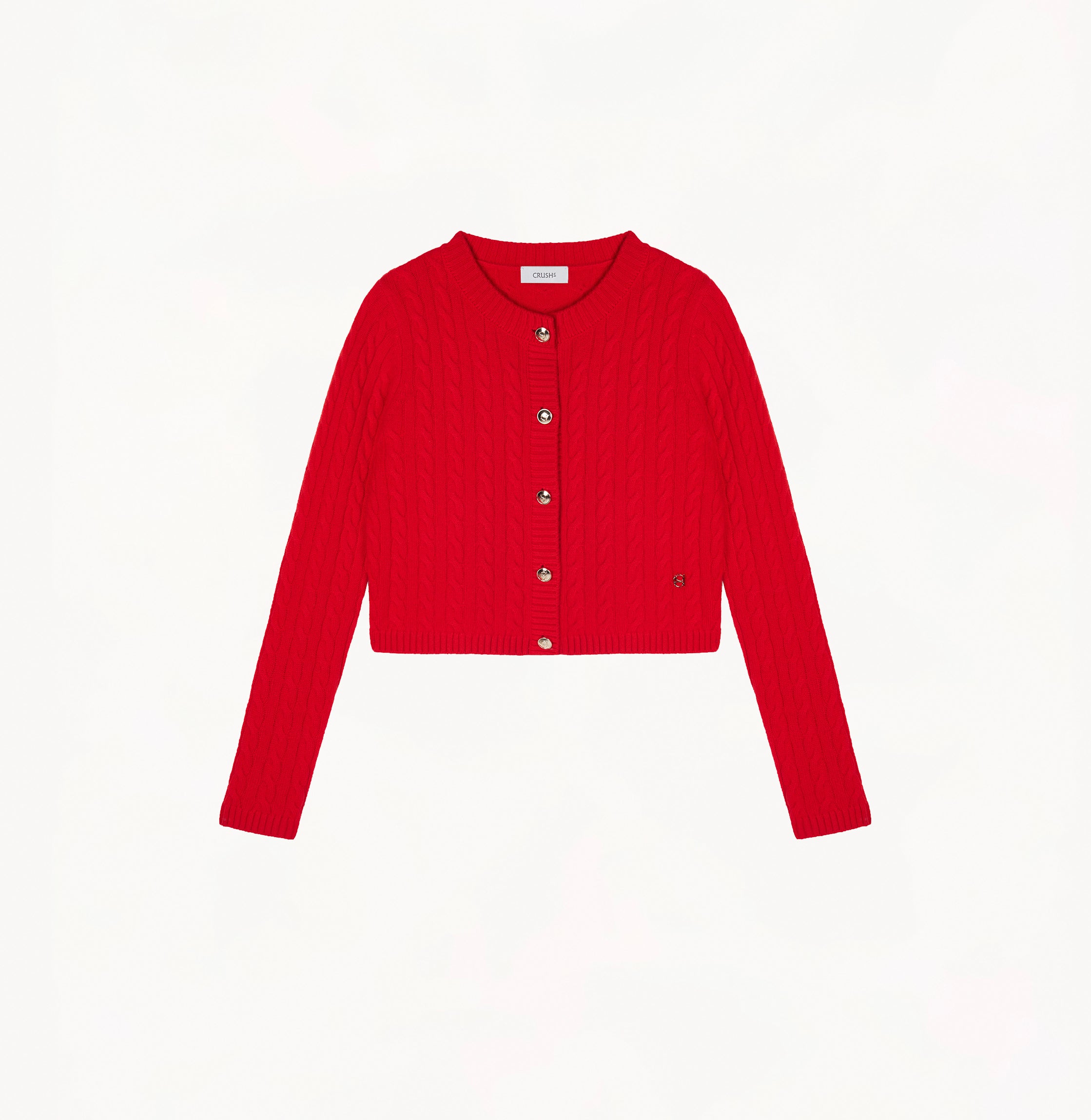 CASHMERE CABLE-KNIT CREWNECK CARDIGAN – CRUSH Collection