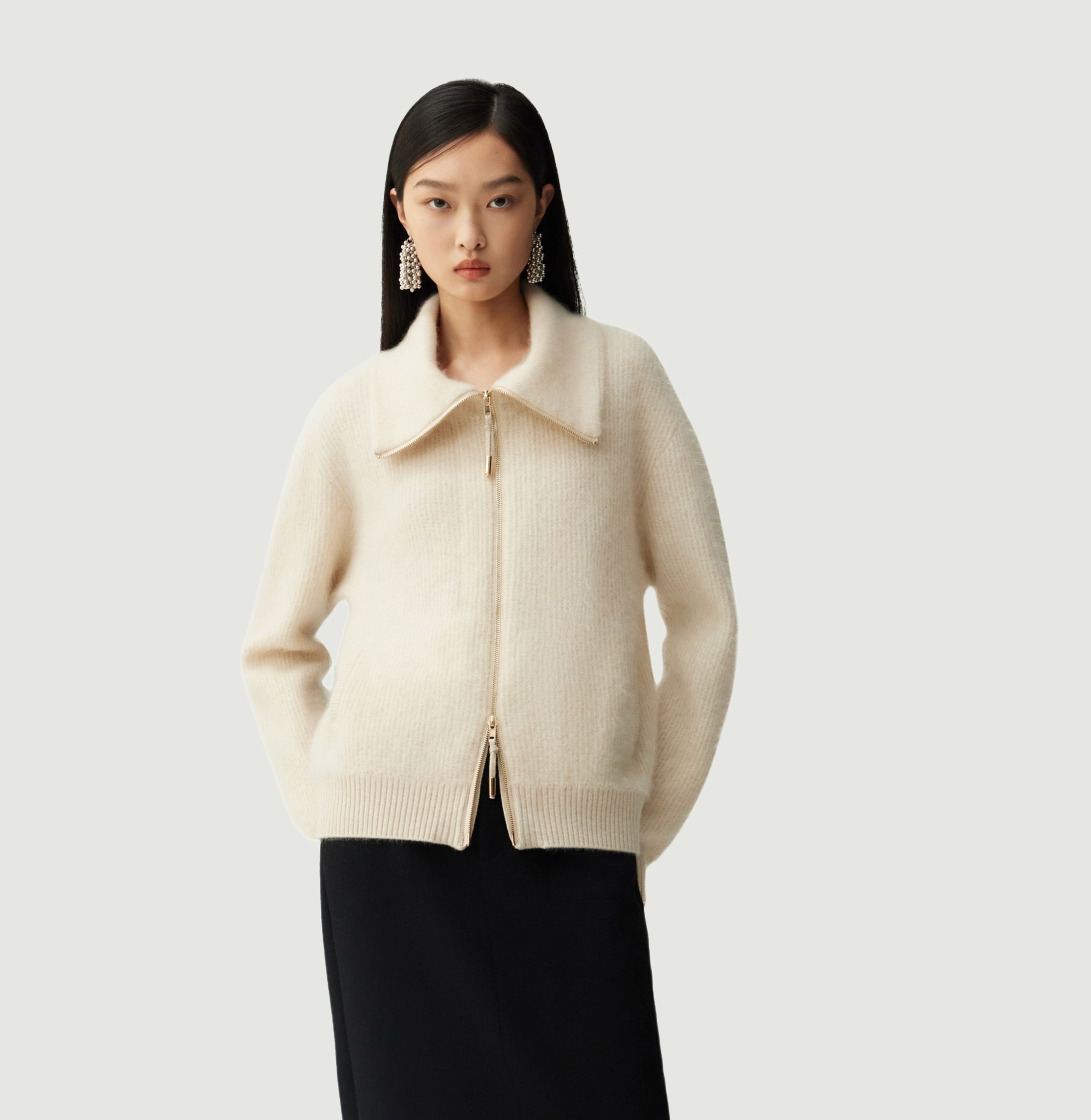 FLUFFY CASHMERE COAT WITH LAPEL – CRUSH Collection