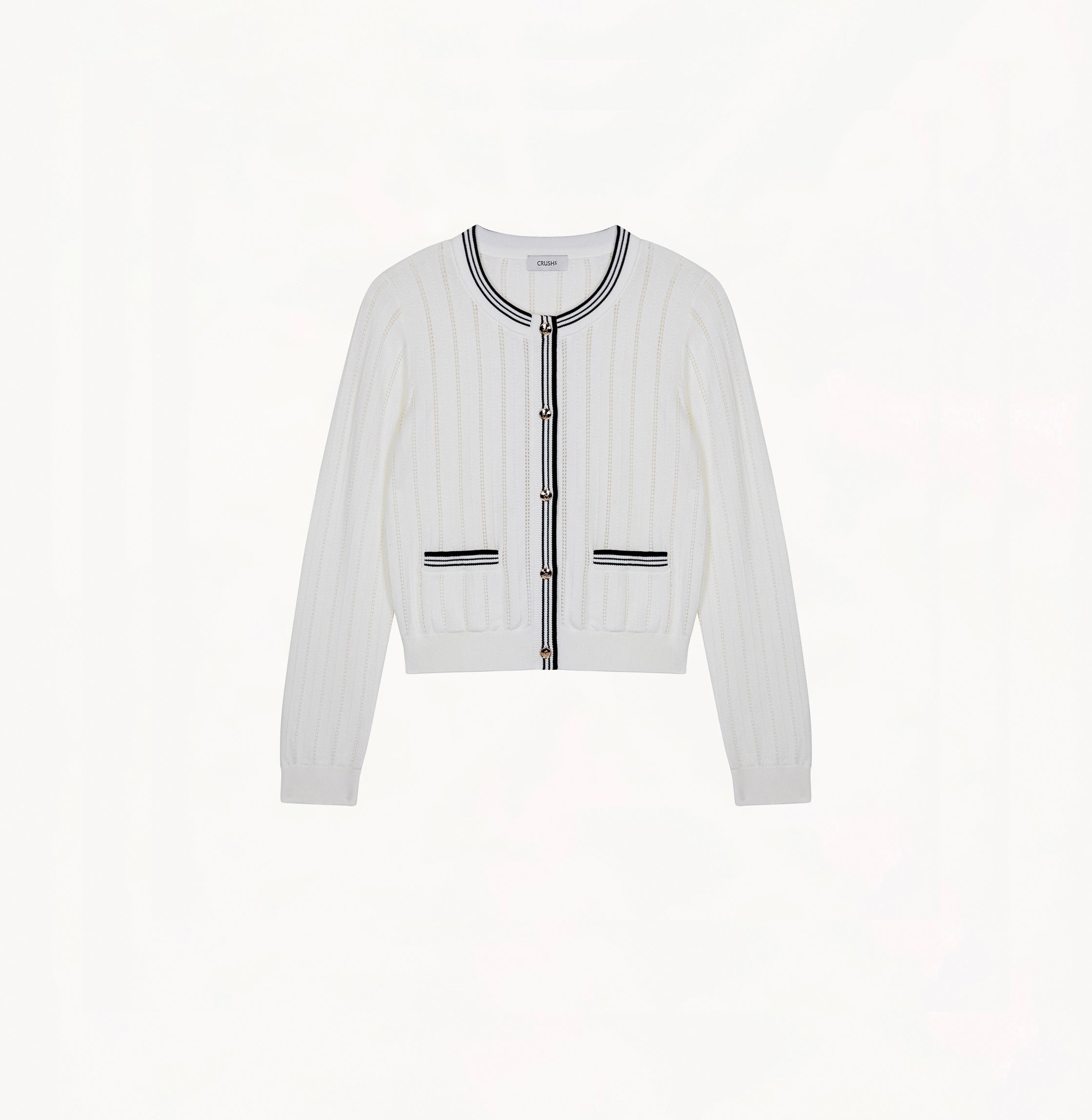 Colorblock Cardigan in Cotton, Crewneck | CRUSH Collection