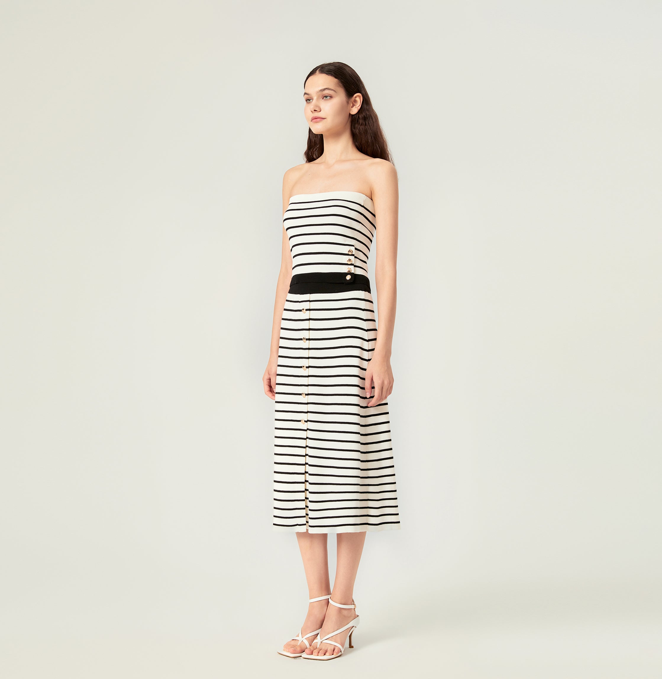 Striped Button-embellished Tube Top – CRUSH Collection
