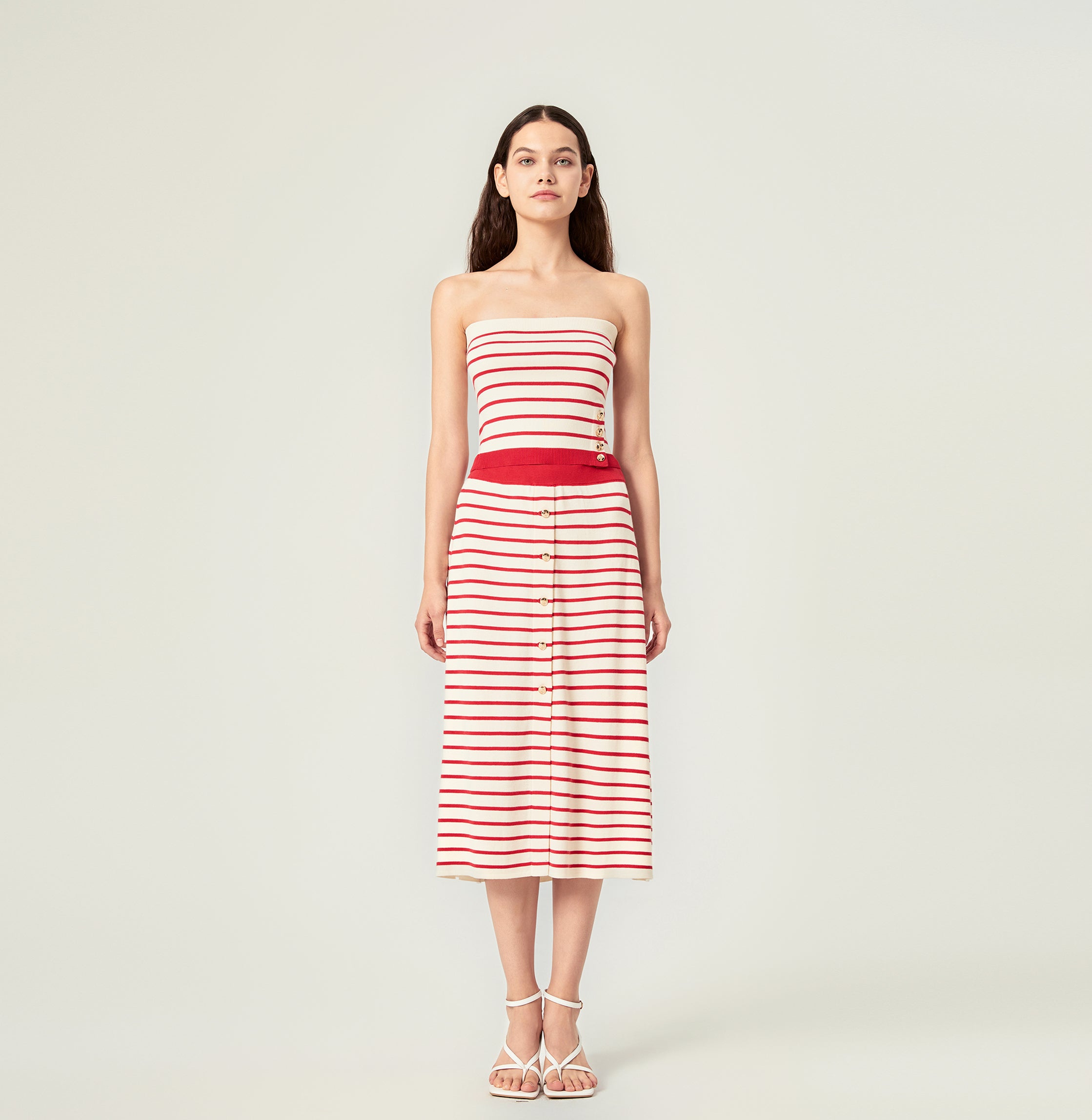 Striped Button-embellished Tube Top – CRUSH Collection